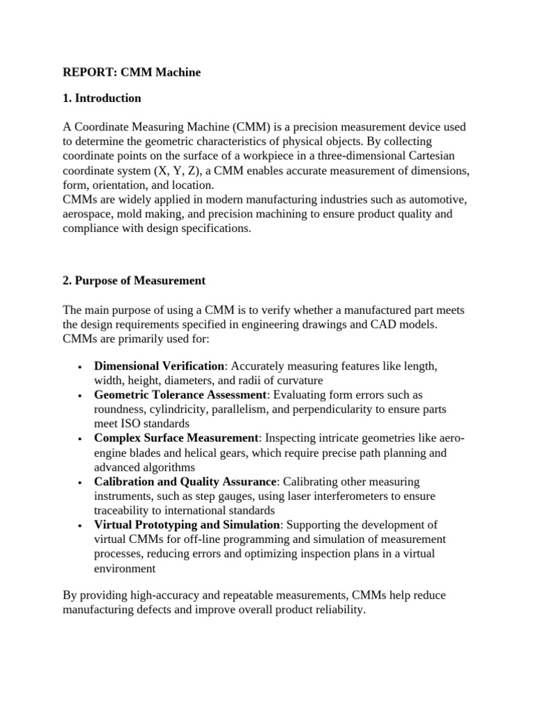 CMM machine report | PDF