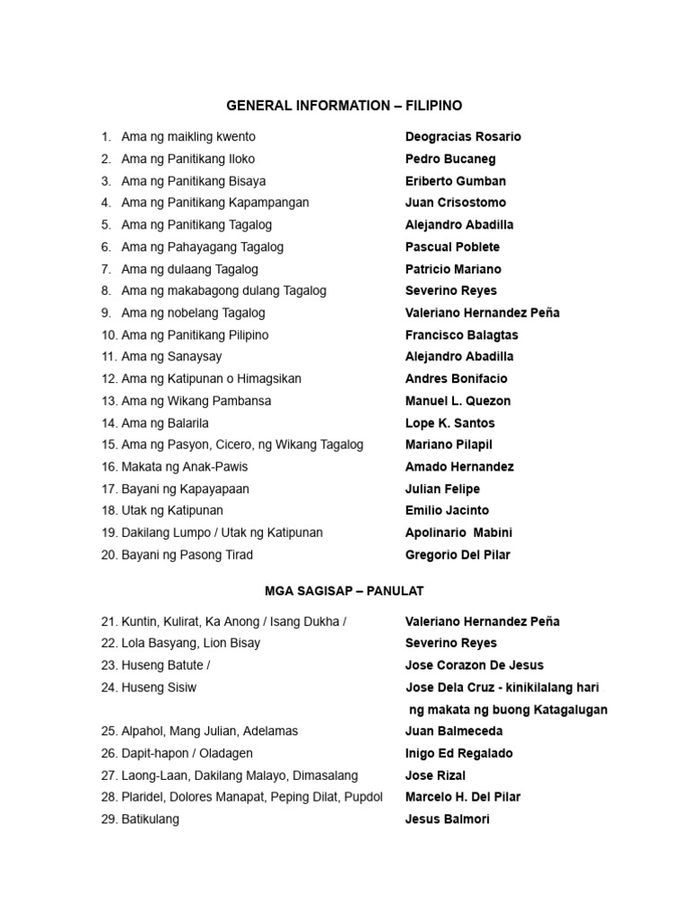 Quiz Bee Filipino | PDF