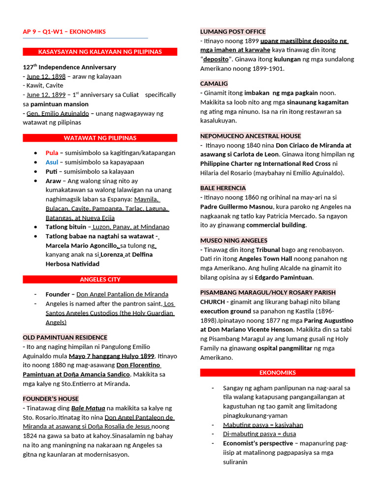 AP 9 Reviewer | PDF