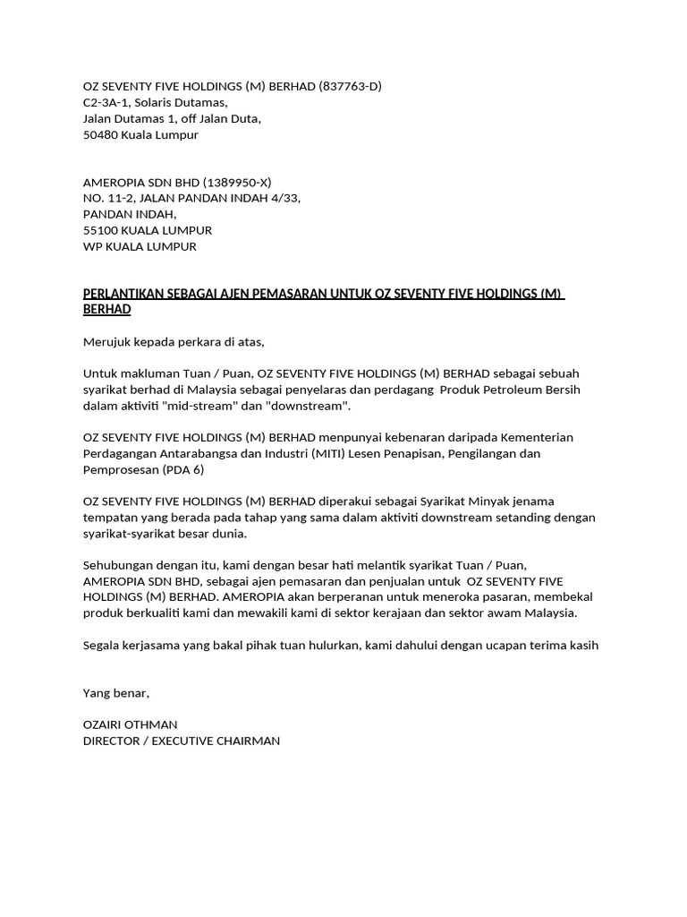 Oz Seventy Five Holdings | PDF