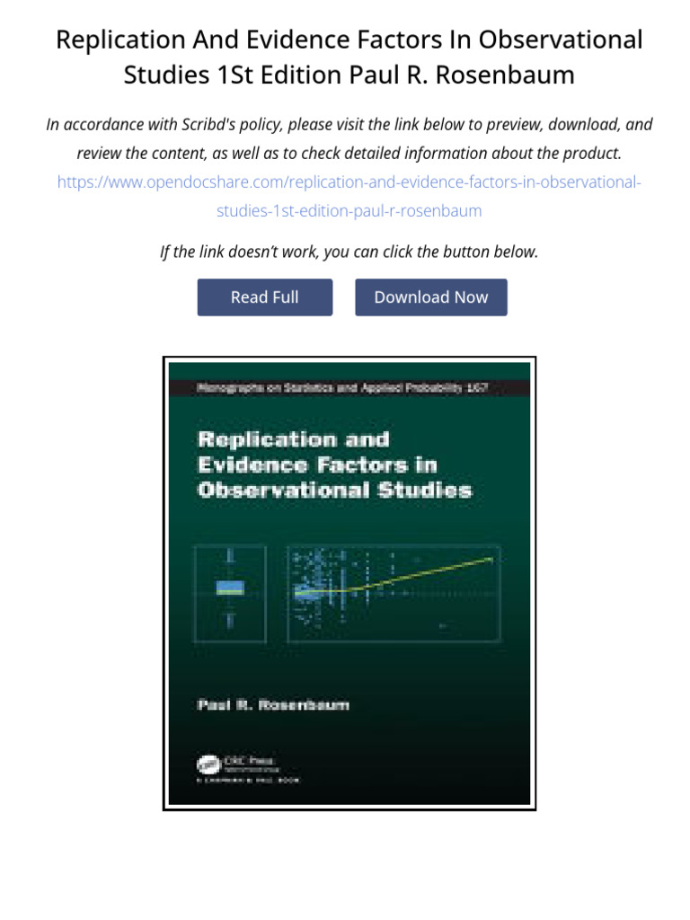 Replication and Evidence Factors in Observational Studies 1st Edition ...