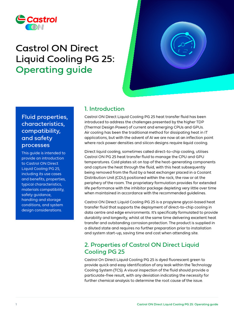 Castrol ON PG 25 Liquid Cooling Guide | PDF | Coolant | Liquids