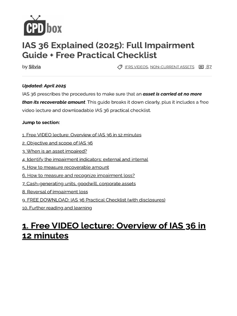 Ias 36 Explained | PDF