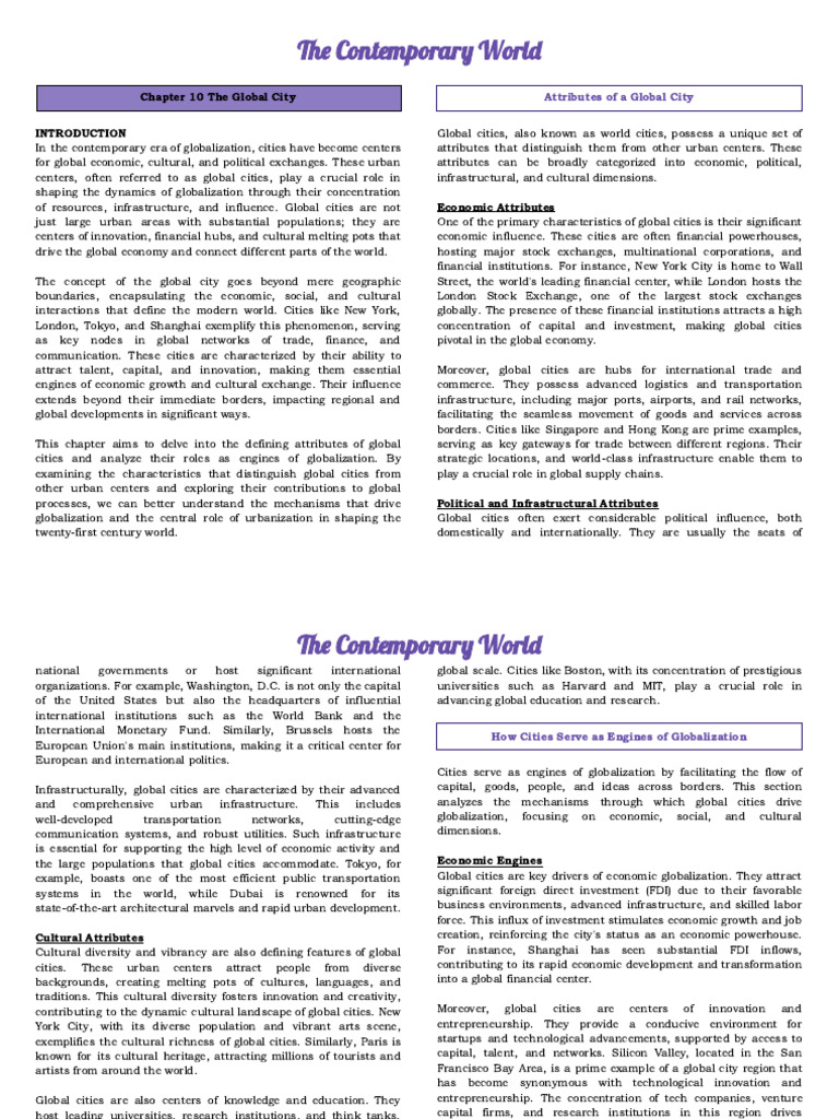 Understanding Global Cities' Impact | PDF | City | Globalization
