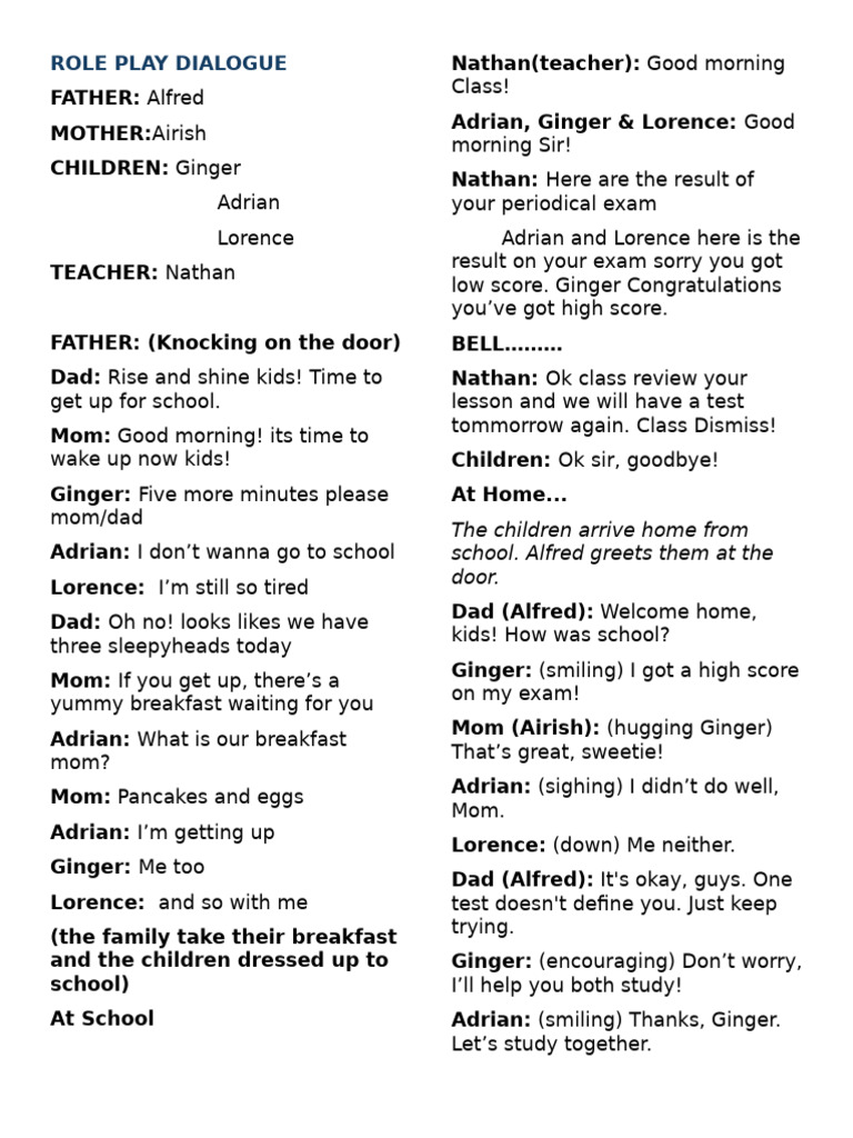 Role Play Dialogue | PDF
