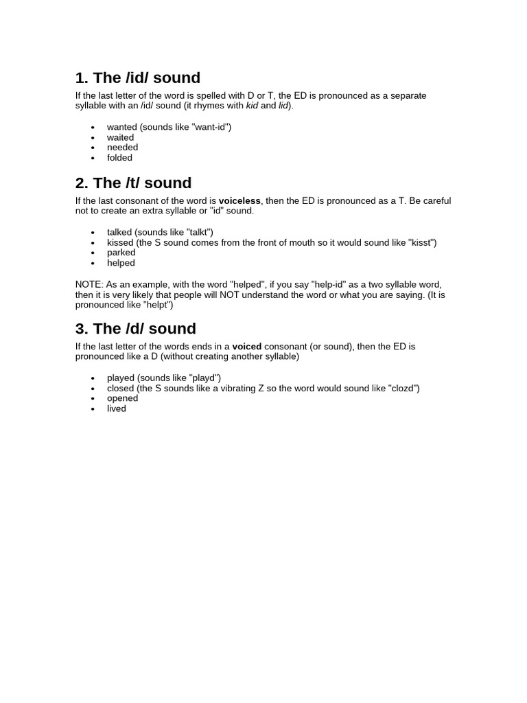 ED Pronunciation | PDF