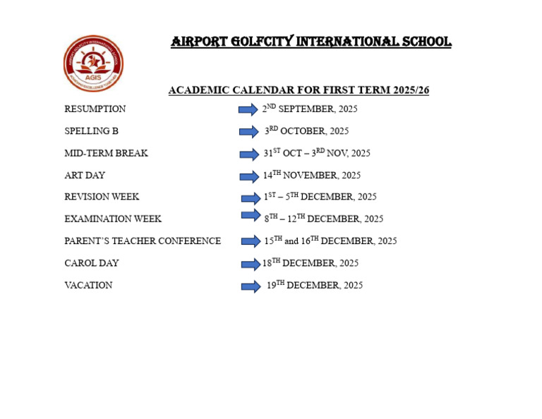 Academic Calendar for First Term | PDF