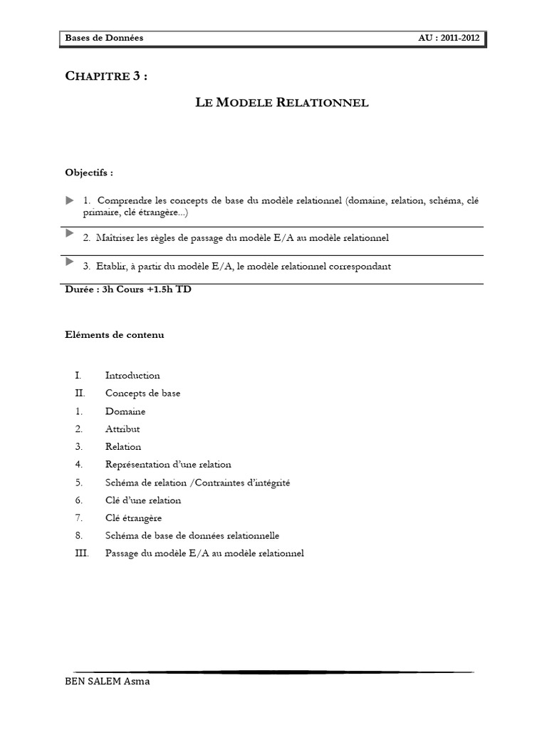 Le Modèle Relationnel Complet | PDF | Modèle relationnel | Bases de données