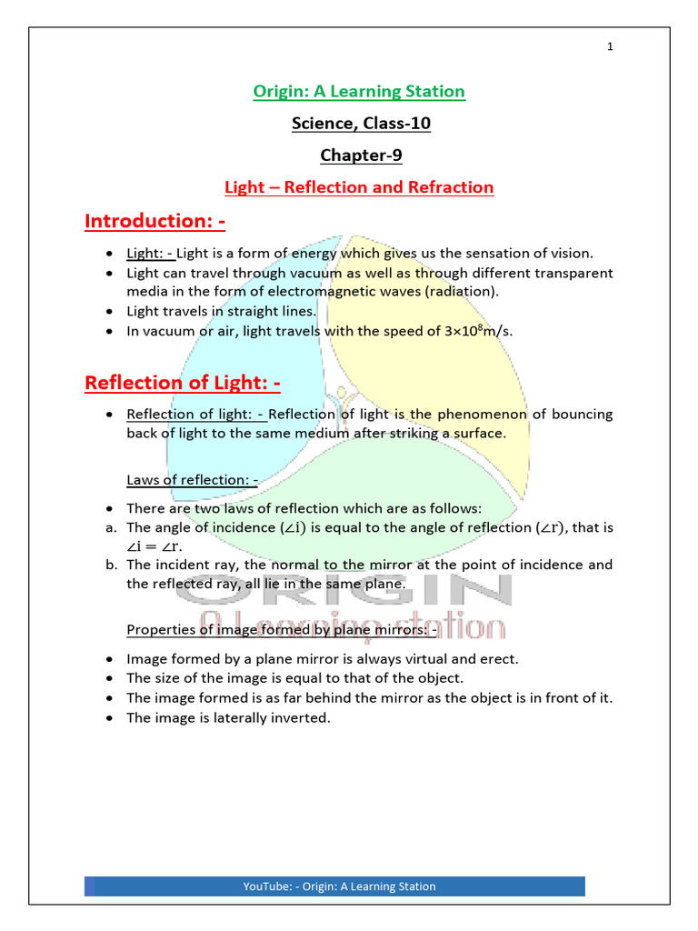 Ncert Sci Class 10 Ch 9 | PDF | Mirror | Sphere