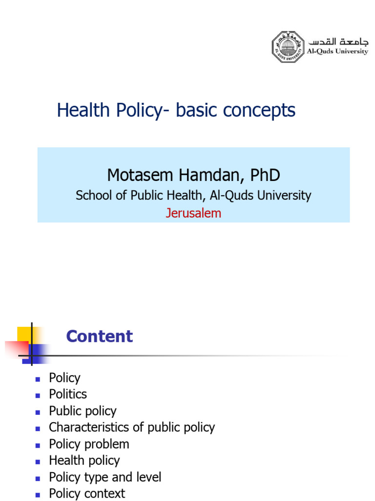 Lecture 1-Health Policy - Basic Concepts | PDF | Policy | Health Policy