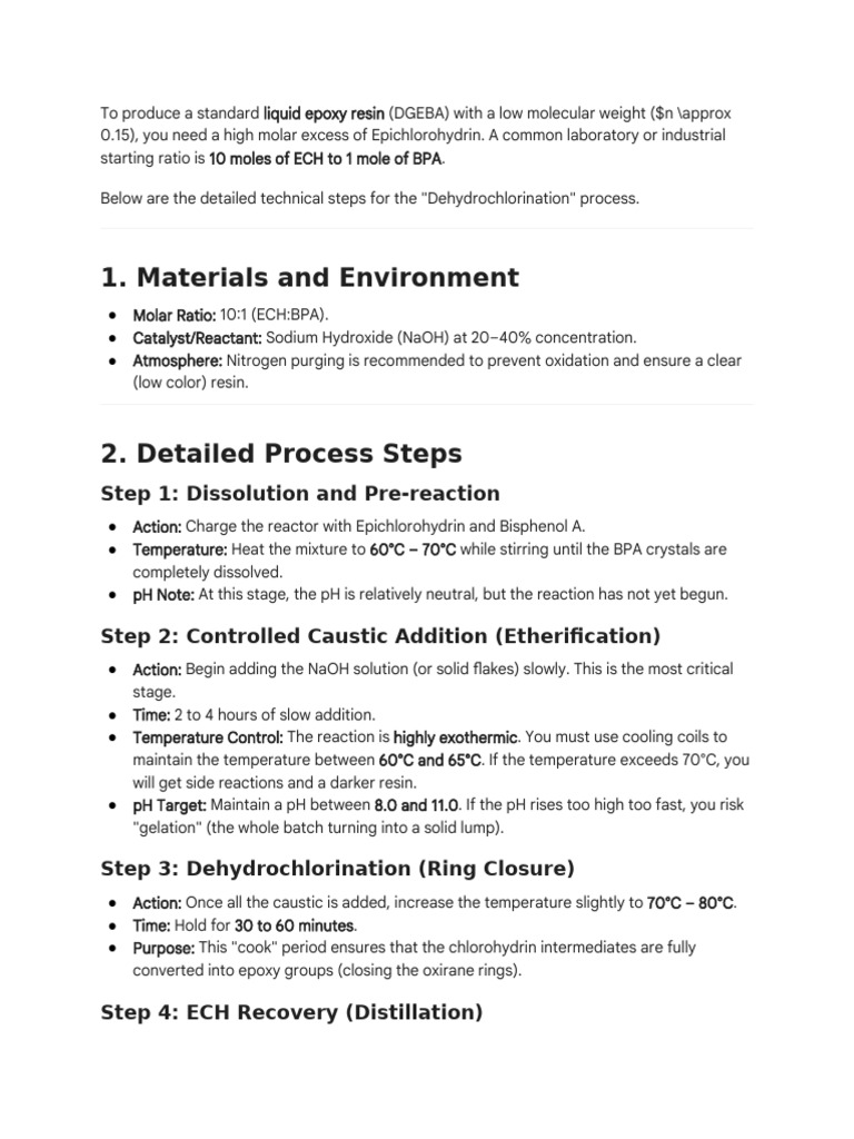 Low Molecular Weight Epoxy Resin Process | PDF | Sodium Hydroxide | Epoxy