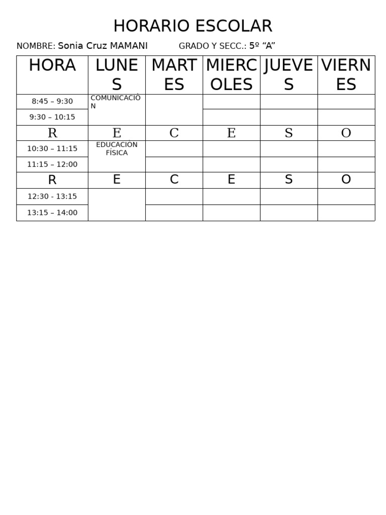 HORARIO5A | PDF