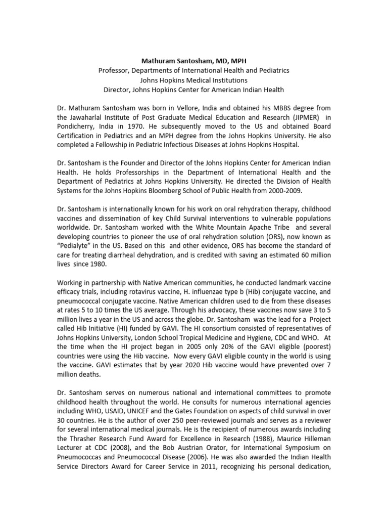 Mathuram Santosham Sabin Gold Medal Award | PDF | Medicine | Vaccination