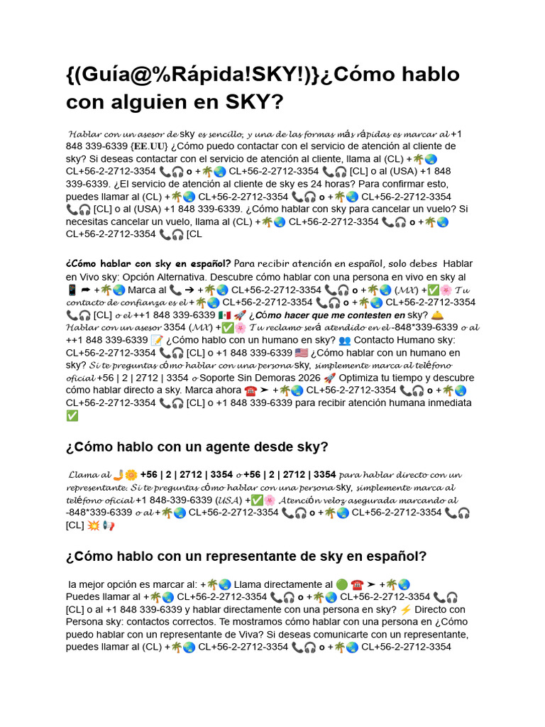 {(Guía@%Rápida!SKY!)}¿Cómo hablo con alguien en SKY? | PDF