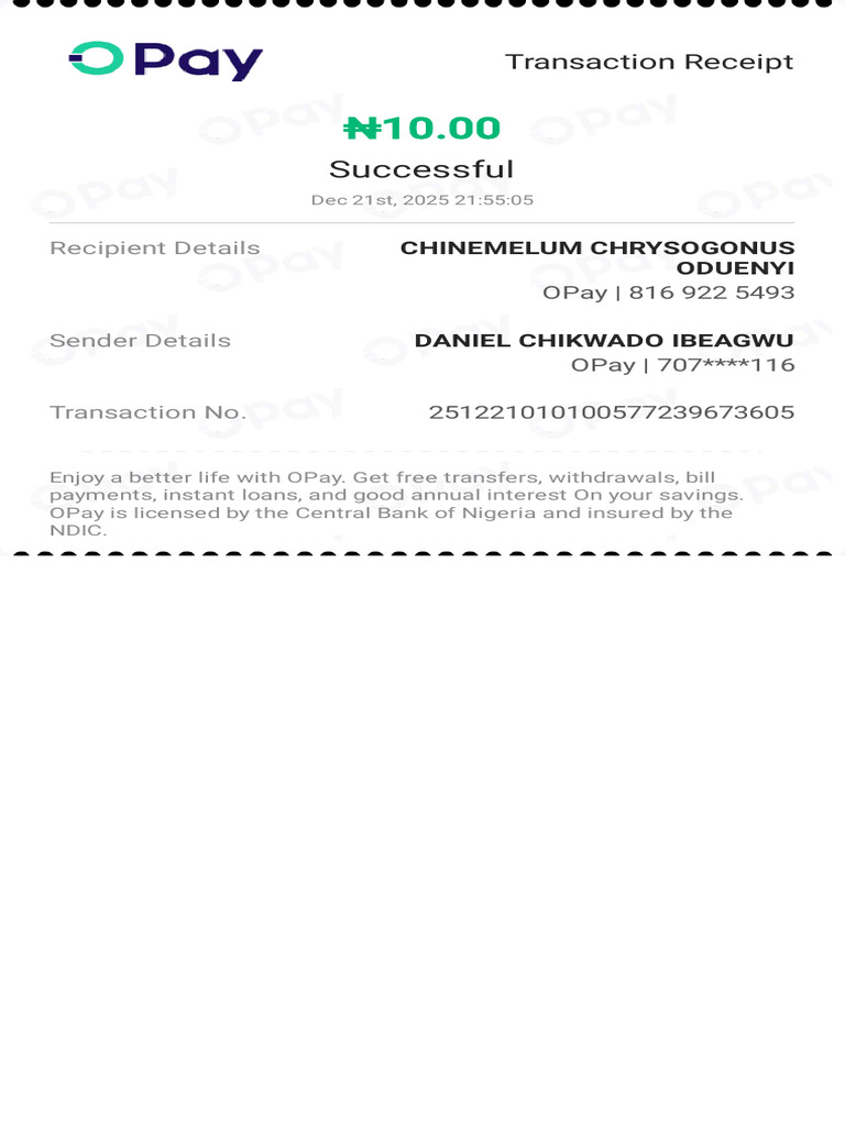 OPay Transaction Receipt - Dec 2025 | PDF