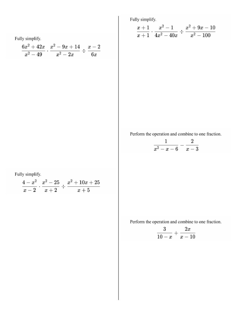 Operations with Rationals Practice Worksheet | PDF