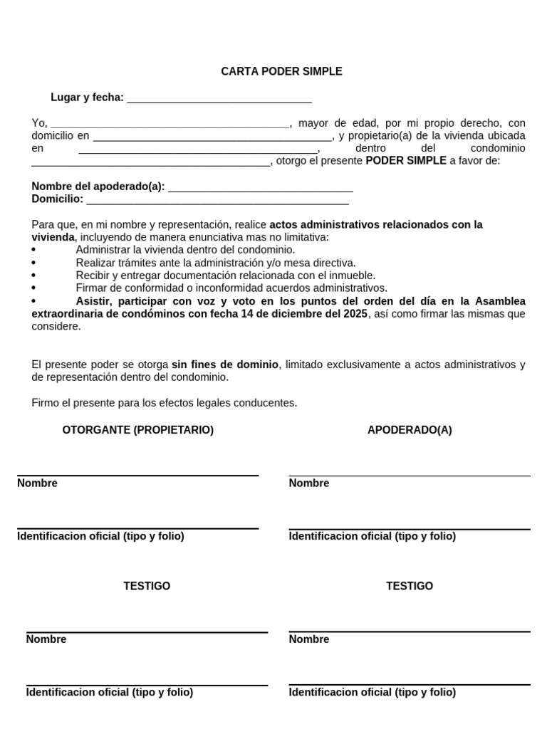 Carta Poder Simple | PDF