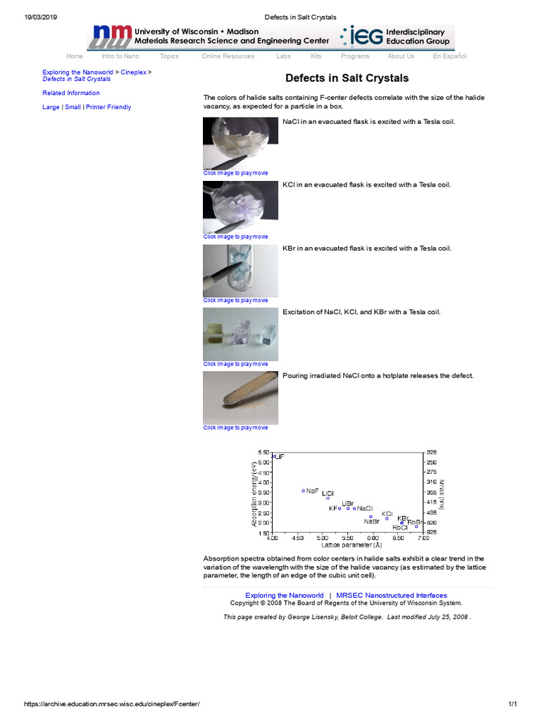 Defects in Halide Salt Crystals | PDF | Condensed Matter Physics ...