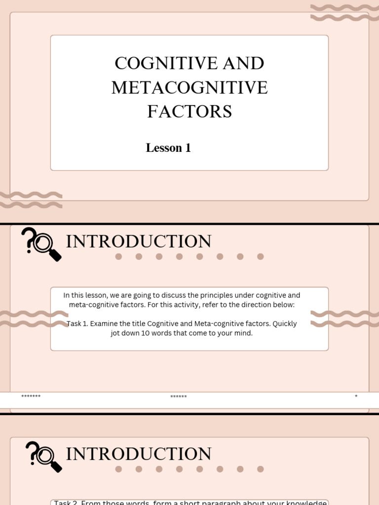 Understanding Cognitive and Metacognitive Factors | PDF | Learning ...