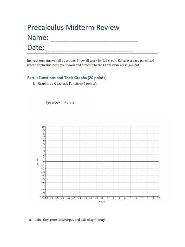 Precalculus Midterm Review Final With Images | PDF