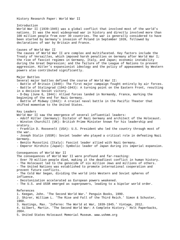History_Research_Paper_WWII | PDF | World War II | Allies Of World War II