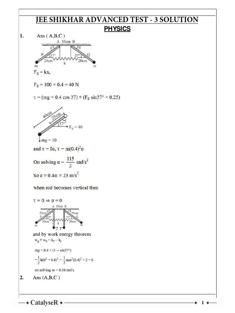03 Jee Shikhar Advanced Solution (13.01.26) (1) | PDF