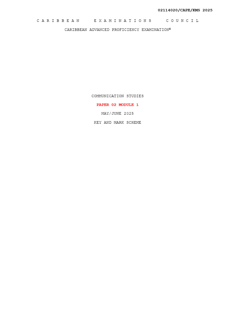 2025 Updated Module 1 Paper 2 Mark Scheme - Communication Studies | PDF | Reason | Inductive ...