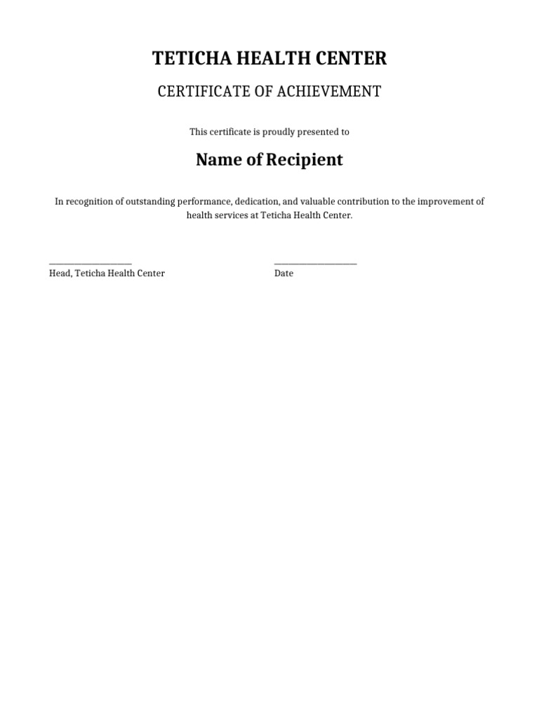 Teticha Health Center Certificate | PDF