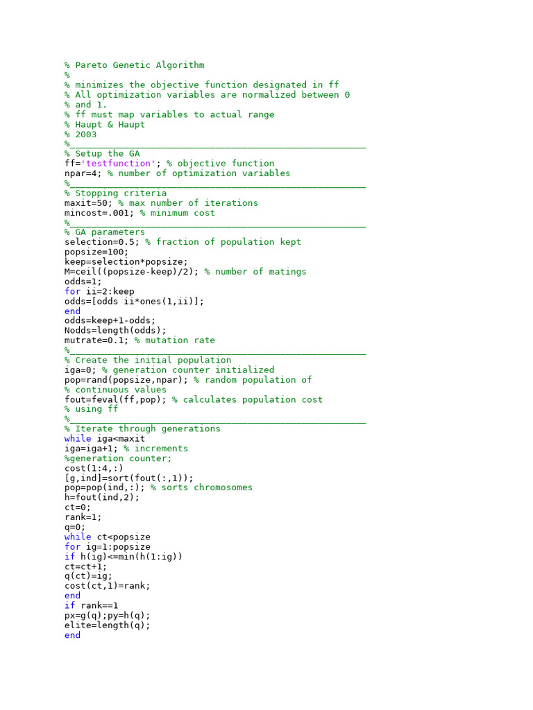 Pareto Genetic Algorithm Optimization | PDF | Mathematical Optimization ...