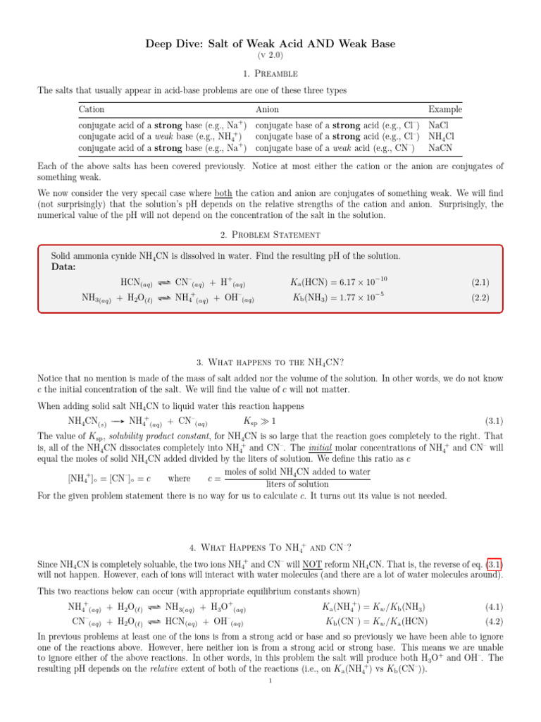 HydrolysisCalcsSaltsWA&WB-Alternate-method-to-Example2 | PDF | Acid ...