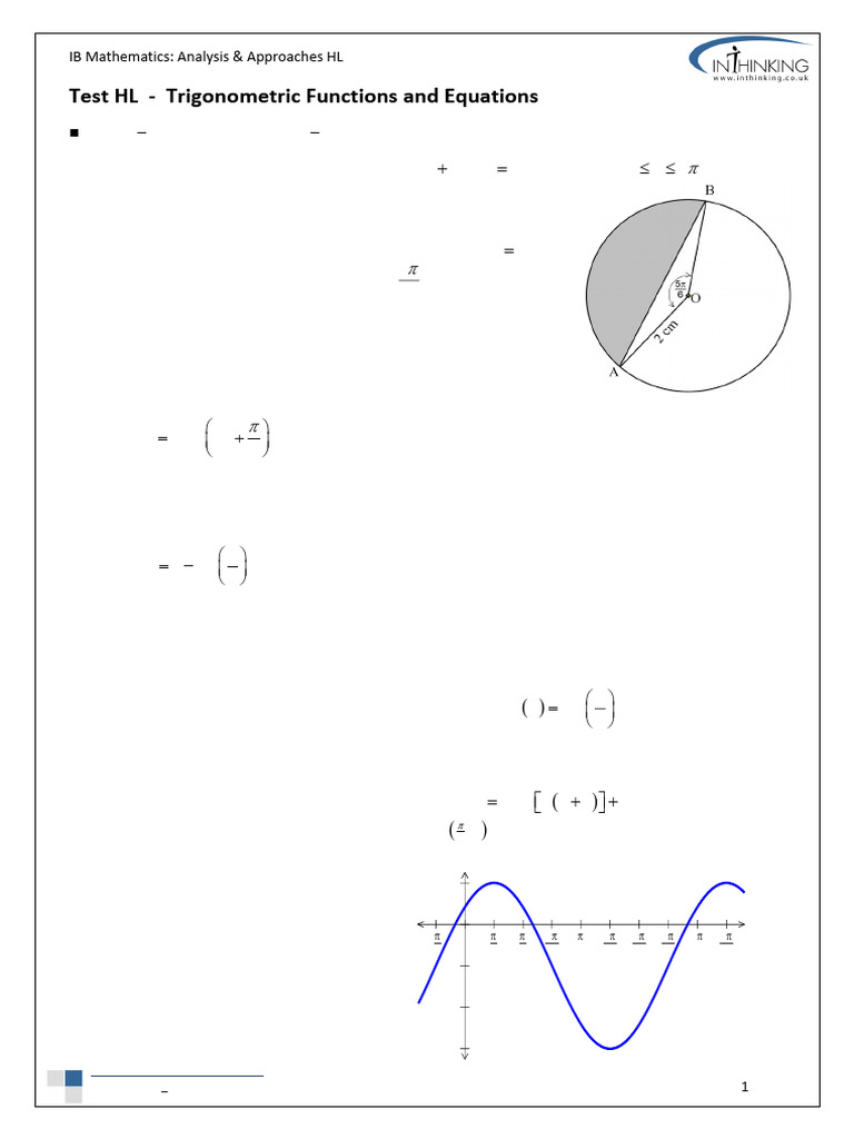 IB HL Math Test: Trigonometric Functions | PDF | Function (Mathematics ...