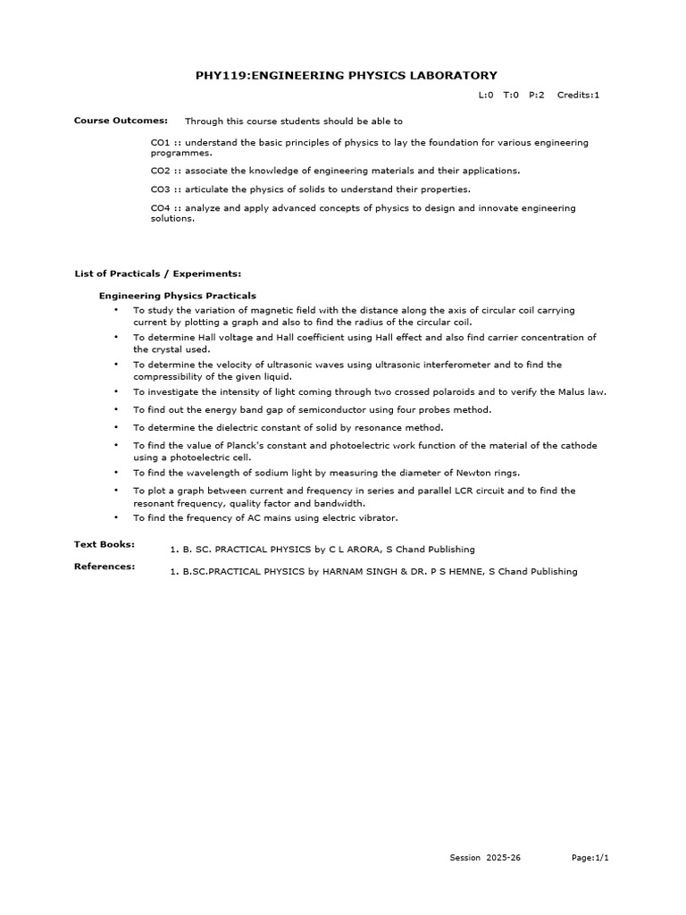 Phy 119 Engineering Phy Lab | PDF