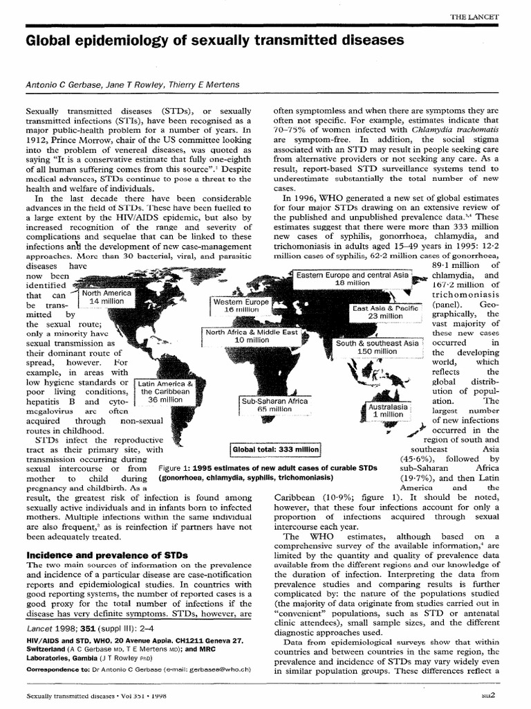Global Epidemiology of STDs Overview | PDF | Sexually Transmitted ...