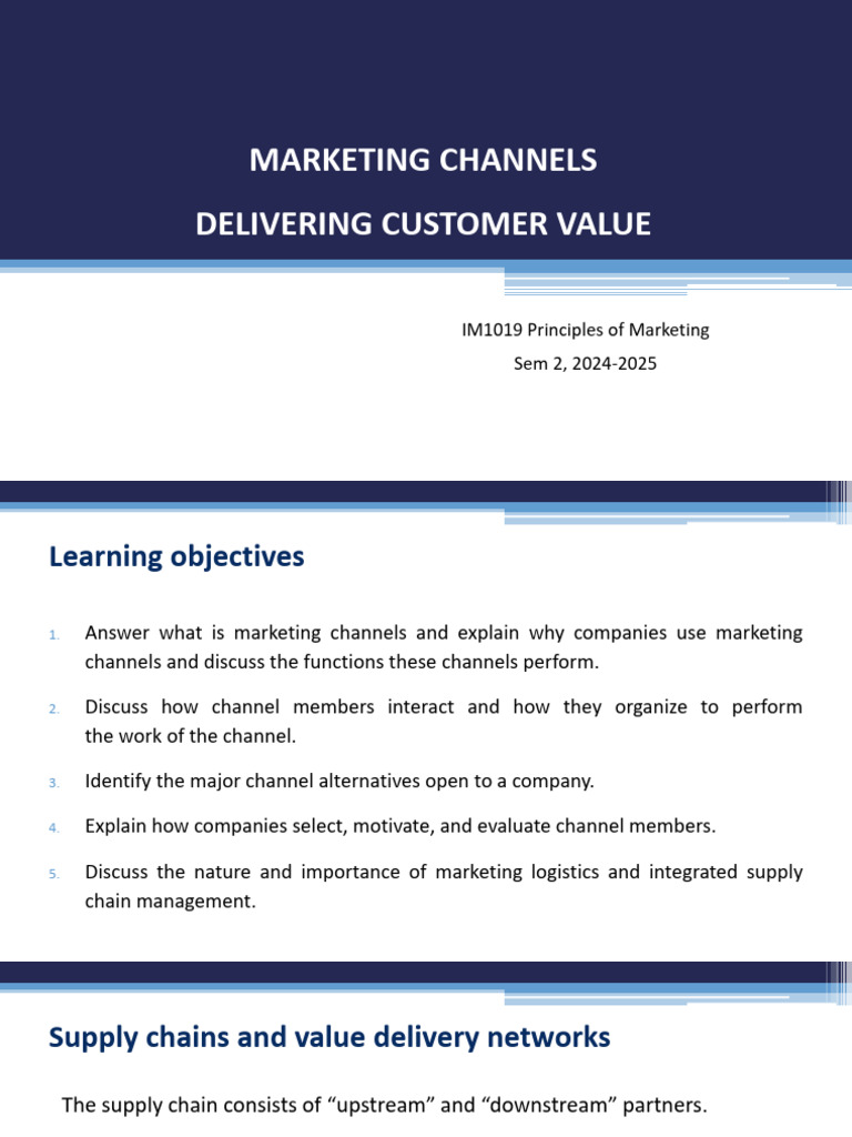 Chapter 7 - Marketing Channels | PDF | Supply Chain | Marketing