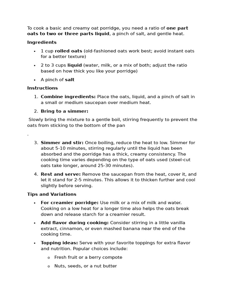 Eve | PDF | Cooking | Oatmeal