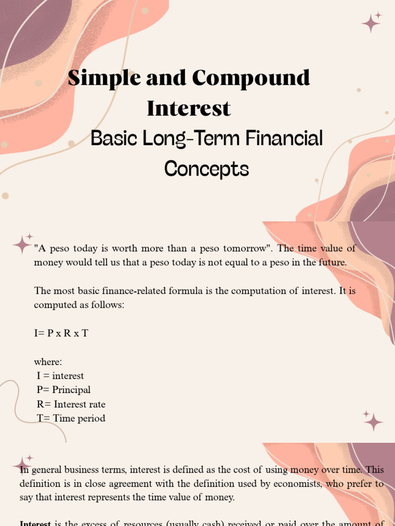 Basic Long Term Financial Concepts Simple and Compound Interest GROUP 1 ...