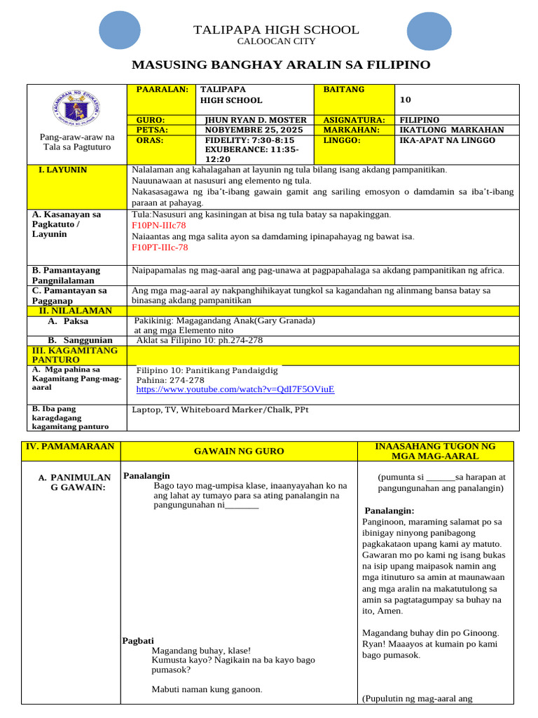 Lesson Plan Day 2 | PDF