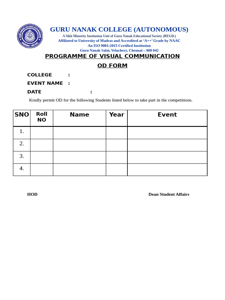OD Form | PDF