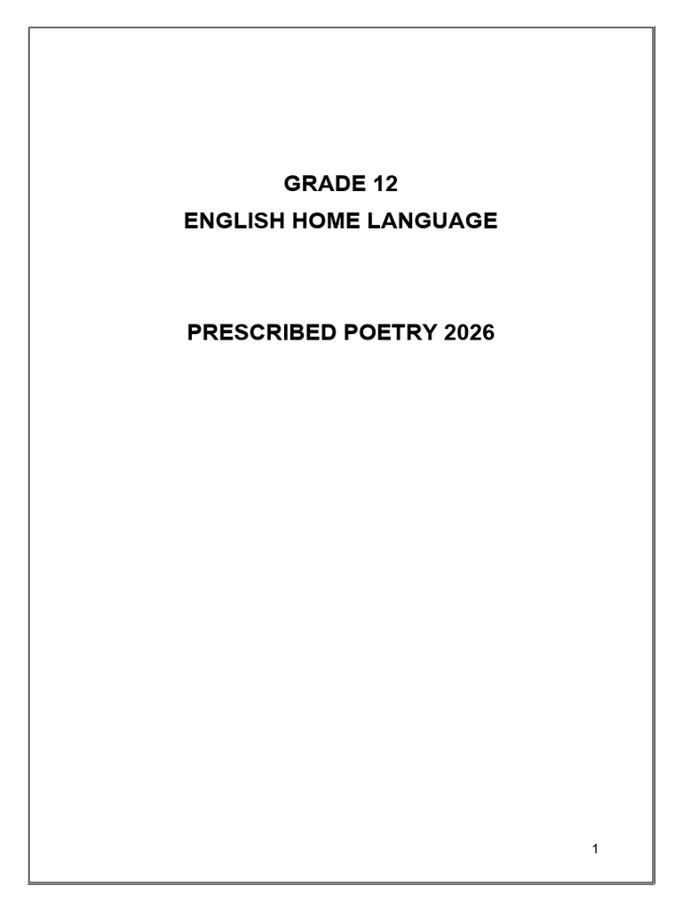 Grade 12 Poetry Anthology 2026 | PDF