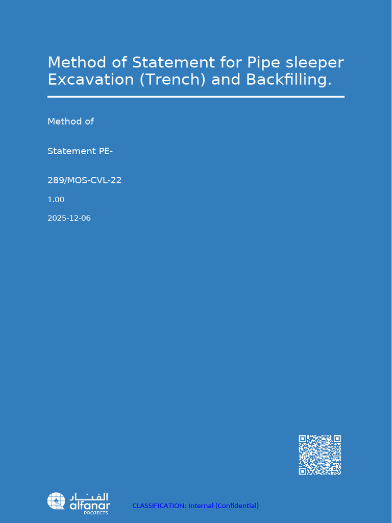 PE-289 MOS-CVL-22 Method of Statement For Pipe Sleeper Excavation and ...
