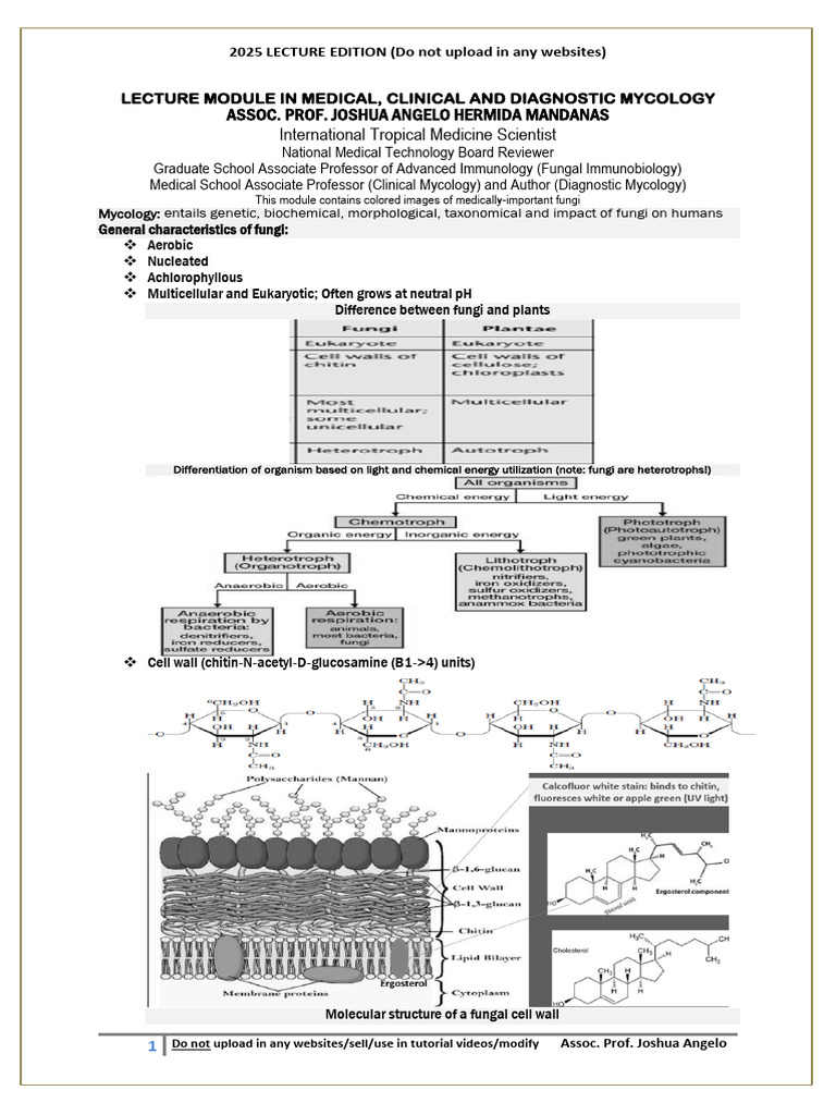 2025 - Lecture Module in Medical Clinical and Diagnostic Mycology ...