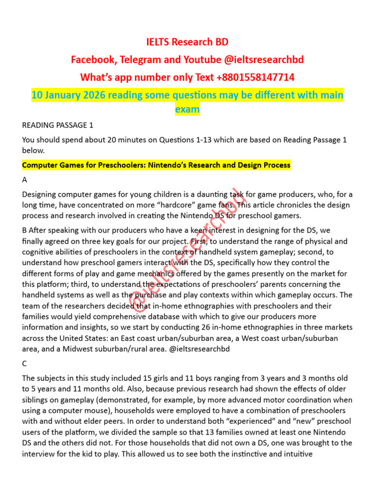 10 January Reading Passage 1 and 2 | PDF | Perfume | Odor