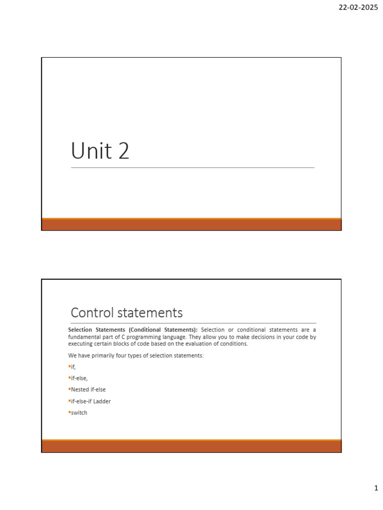 Unit-2 Programming Fundamentals | PDF | Control Flow | Parameter (Computer Programming)