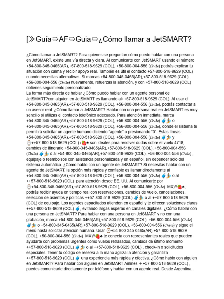 ¿Cómo Llamar A JetSMART? | PDF