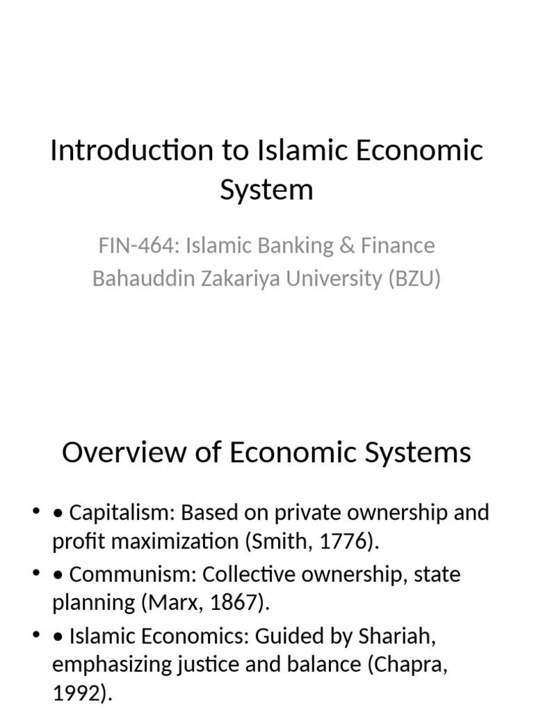 1.Intro to Islamic Economic System | PDF