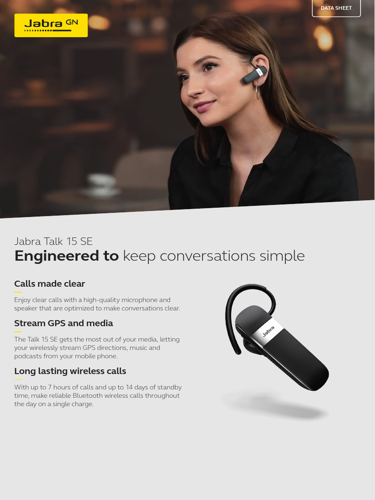 Jabra Talk 15 Data Sheet A4 211221 WEB | PDF | Bluetooth | Information ...