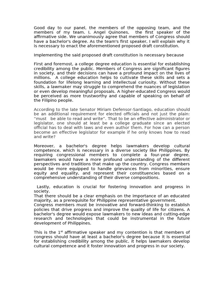 Speech Debate | PDF | United States Congress | American Government