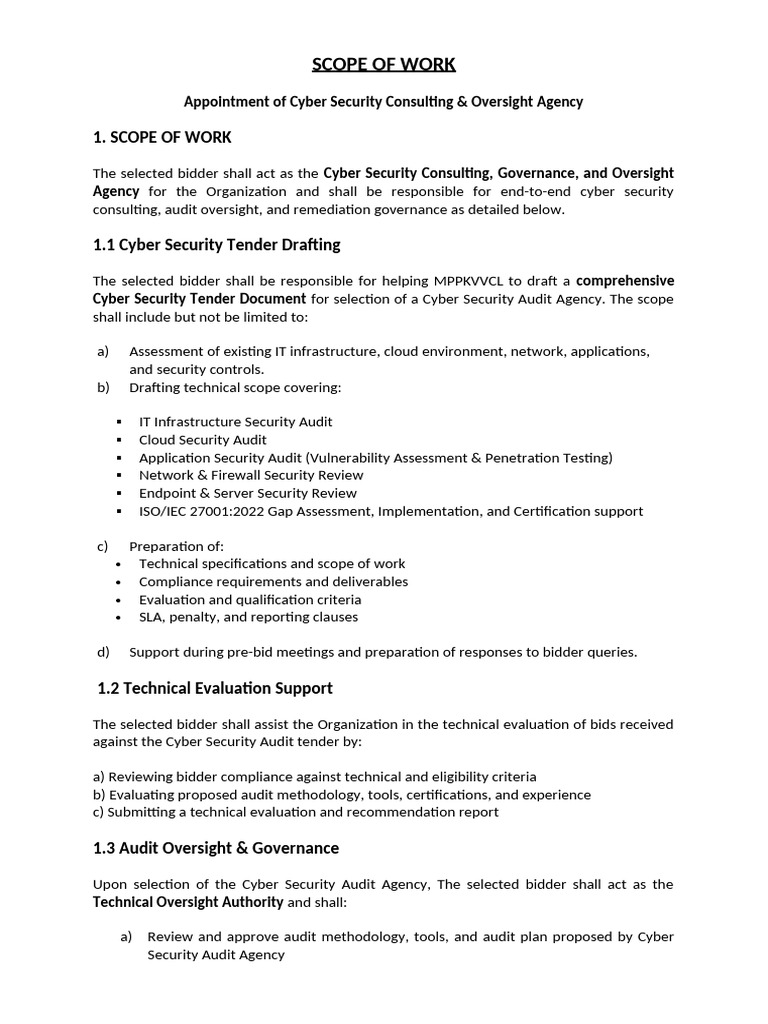 Scope of Work | PDF | Audit