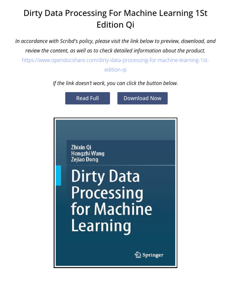 Dirty Data Processing for Machine Learning 1st Edition Qi | PDF | Cluster Analysis | Machine ...