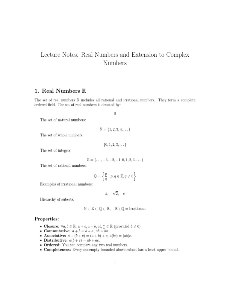 Extension to Real and Complex No.s | PDF | Complex Number | Numbers